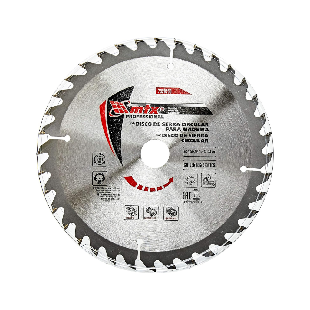 Disco Circular Widea 185mm 7.1/4"x22,23mm Com 36 Dentes - MTX