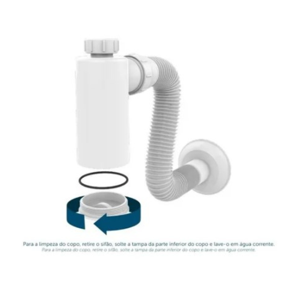 Sifão Universal Com Copo Cromado Blukit