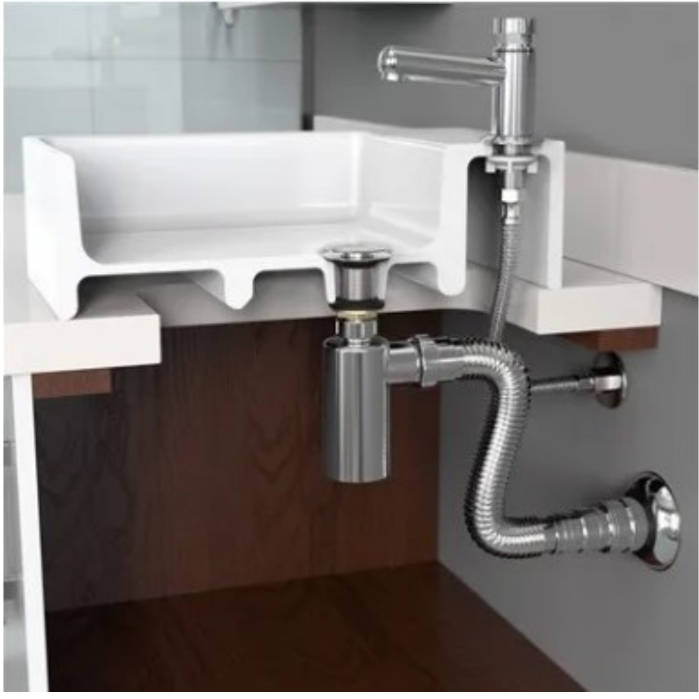 Sifão Universal Com Copo Cromado Blukit