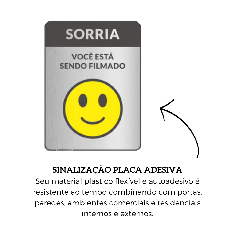 Placa De Sinalização Com Adesivo Sorria - 20 X 15 Cm