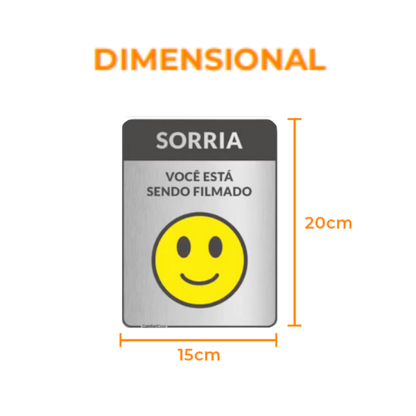 Placa De Sinalização Com Adesivo Sorria - 20 X 15 Cm