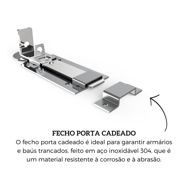 Fecho Porta Cadeado Inox 129,3 X 47mm Synter