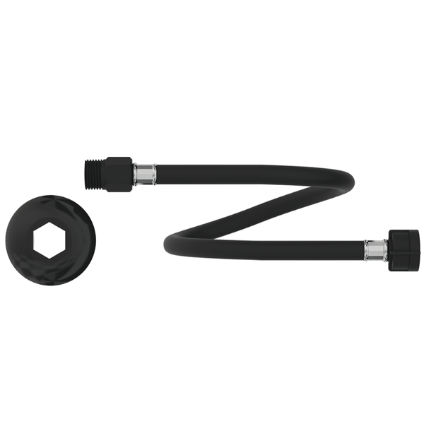 Engate Flexivel Pvc Rabicho 1/2 40Cm Preto Fosco Censi