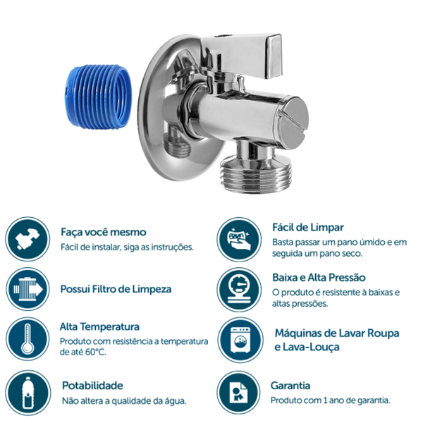 Torneira de Esfera com Filtro Máquina de Lavar Roupa Blukit