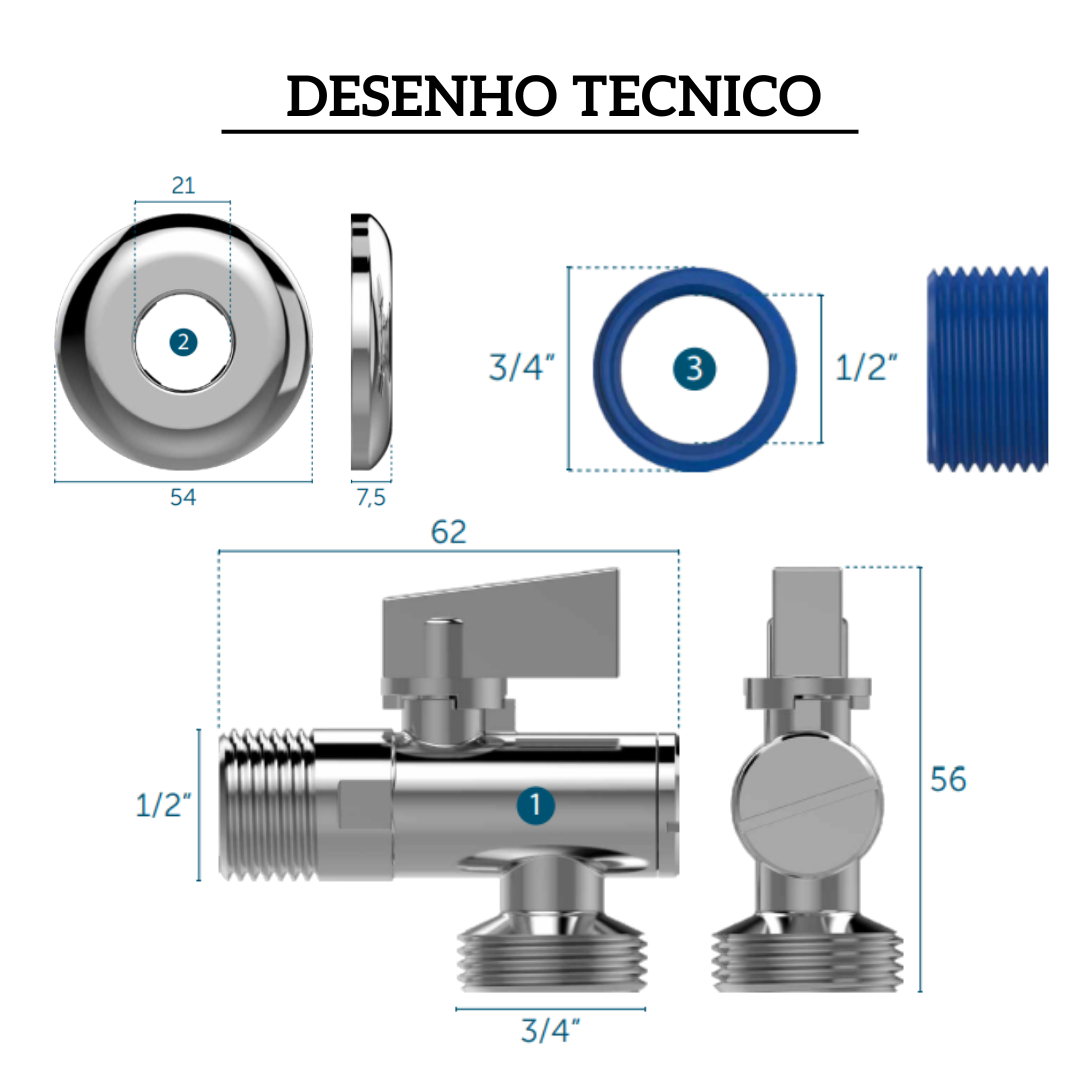 Torneira de Esfera com Filtro Máquina de Lavar Roupa Blukit