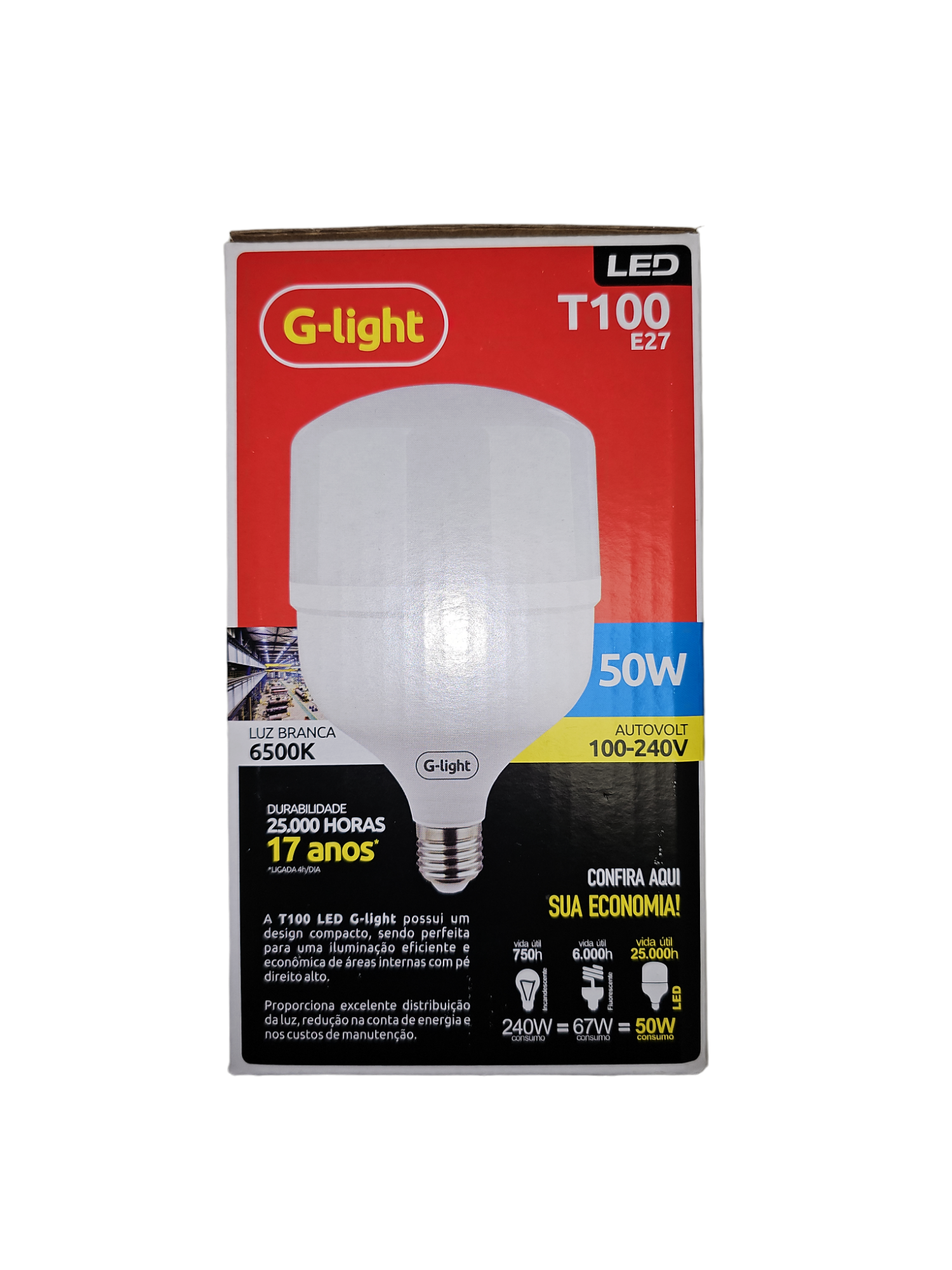 Lampada LED T100 50W e27 Bivolt - Glight