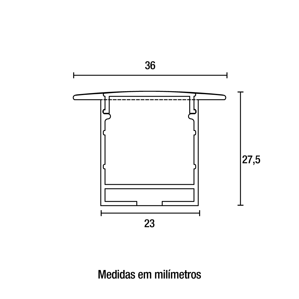 Perfil para Fita LED Embutir 36x27,5mm Aluminio - Blumenau