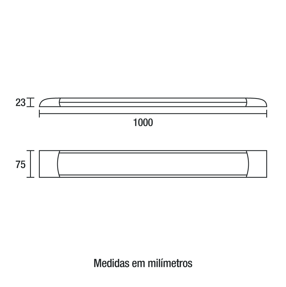 Luminaria Fit Slim LED 100cm 2800lm 36W Preta - Blumenau
