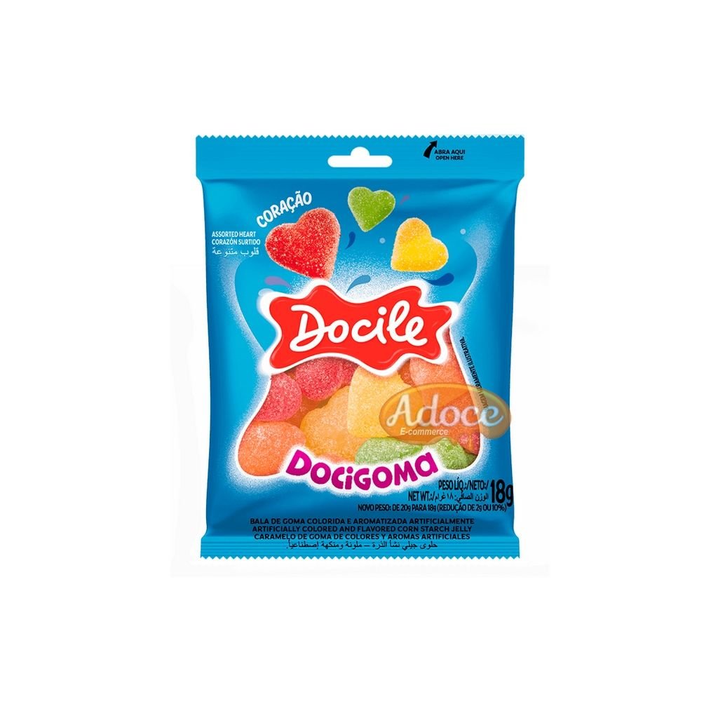 BALA DE GOMA DOCIGOMA MINI CORAÇÃO 24UNX18G DOCILE