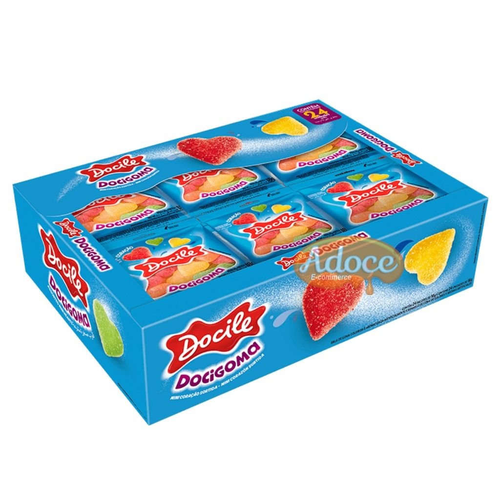 BALA DE GOMA DOCIGOMA MINI CORAÇÃO 24UNX18G DOCILE