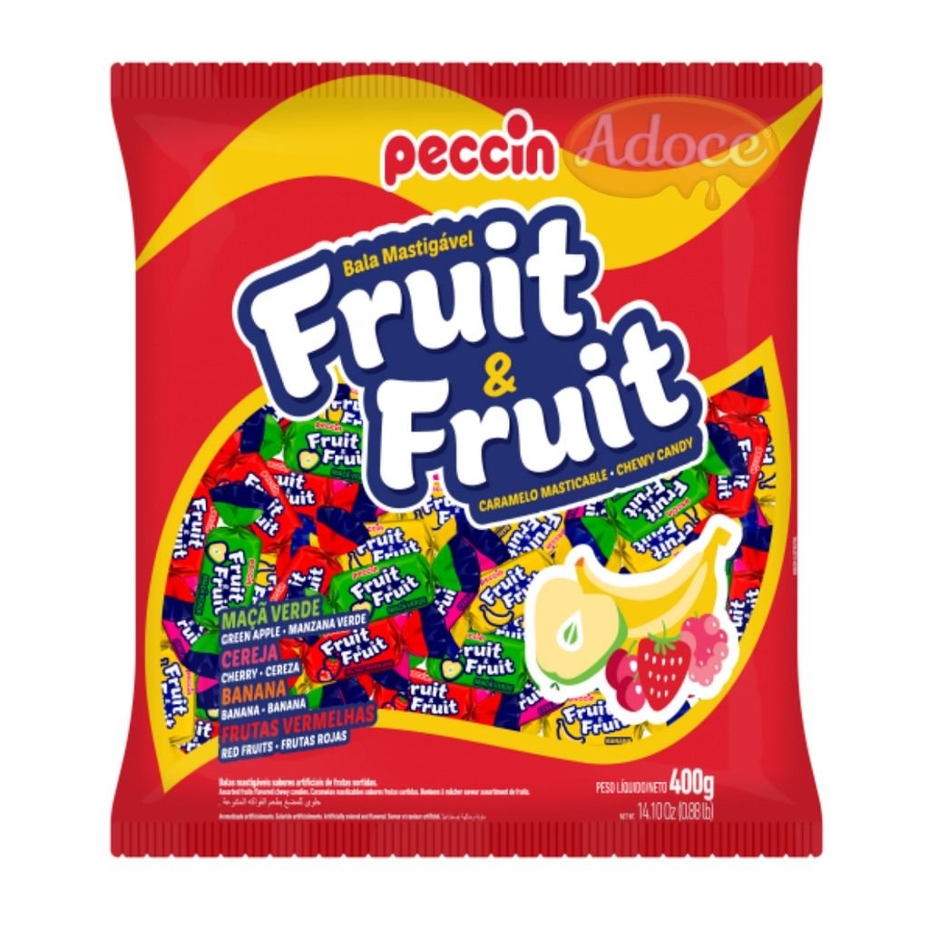 Bala Mastigável Fruit e Fruit Sortida 400g Peccin