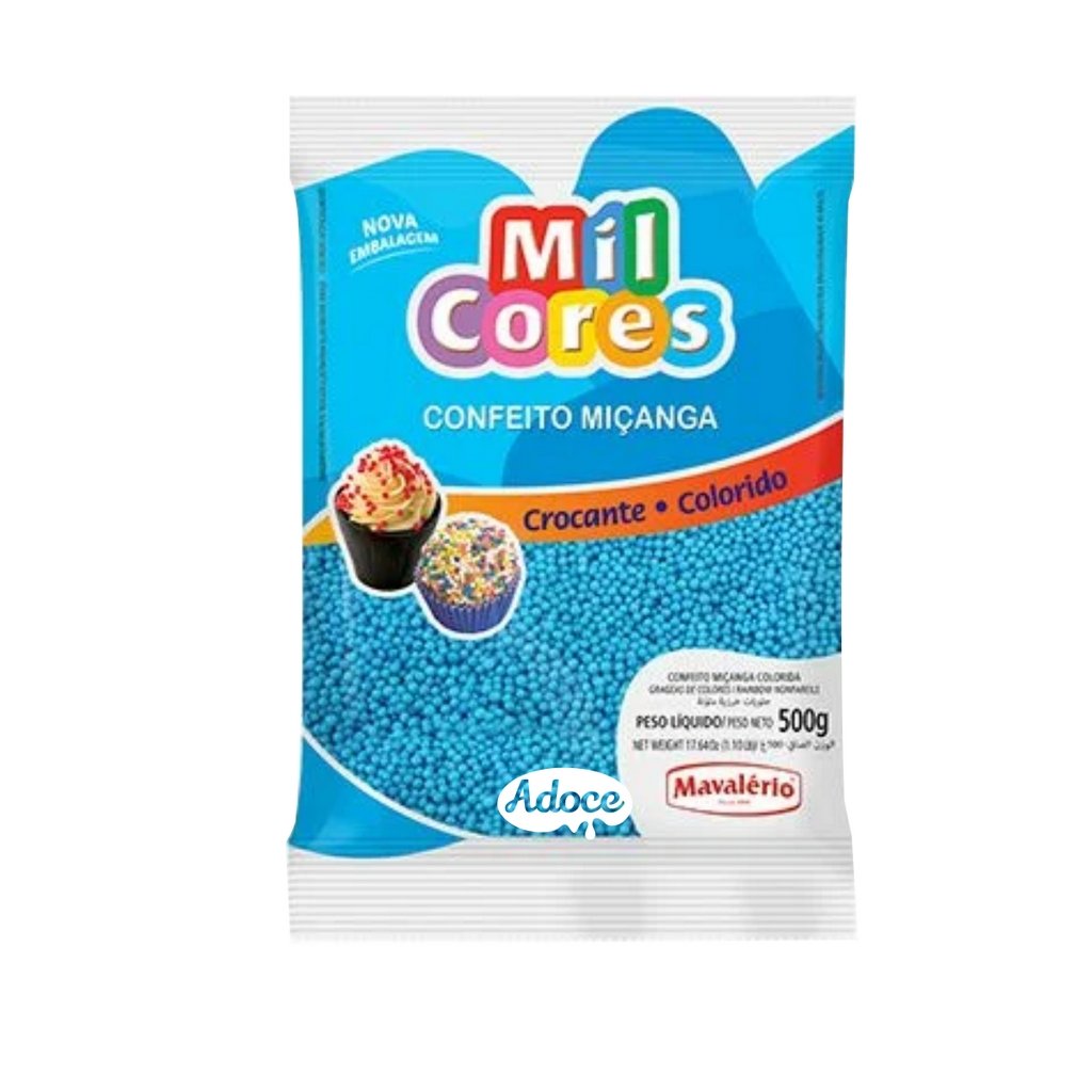 CONFEITO MIÇANGA Nº0 AZUL MIL CORES 500G MAVALÉRIO