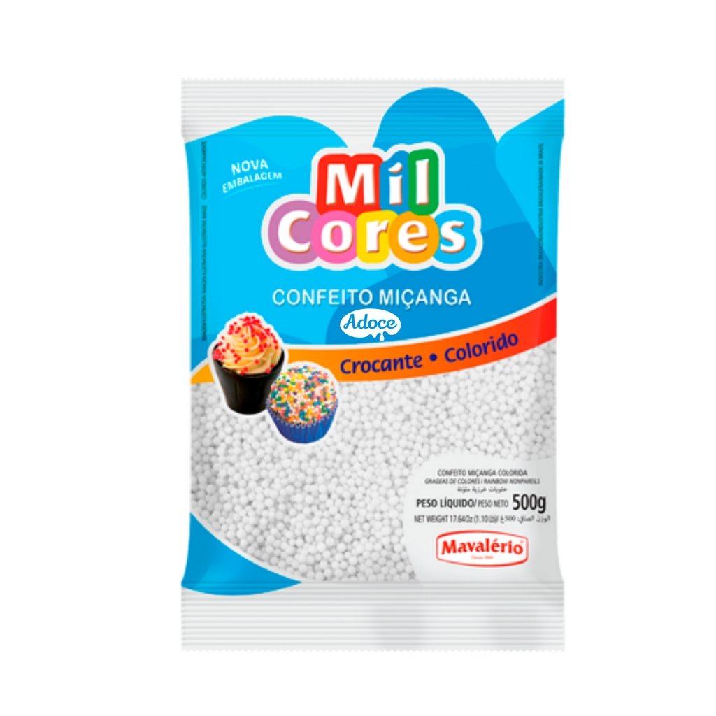 Confeito Miçanga Nº0 MilBranca Cores 500g Mavalério