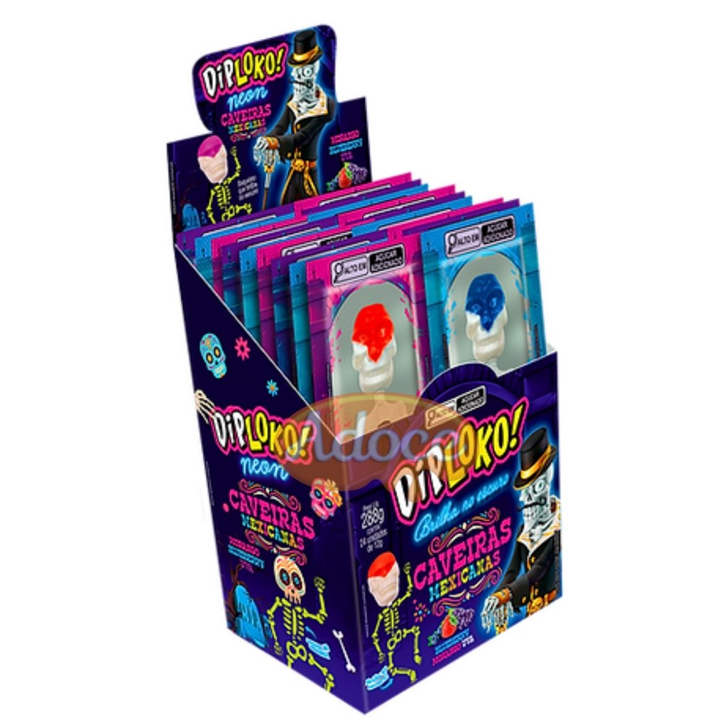 Pirulito Diploko Caveiras Mexicanas Neon 24unX12g Danilla