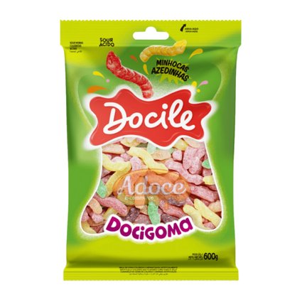 Bala de Goma Docigoma Minhocas Azedinha Docile 600g