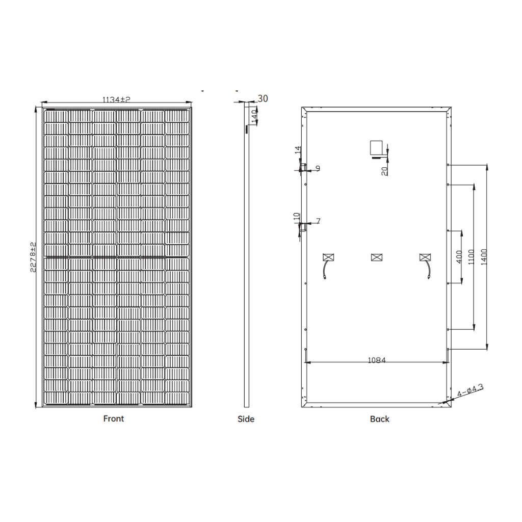 Módulo Fotovoltaico 560W 30mm Sunova