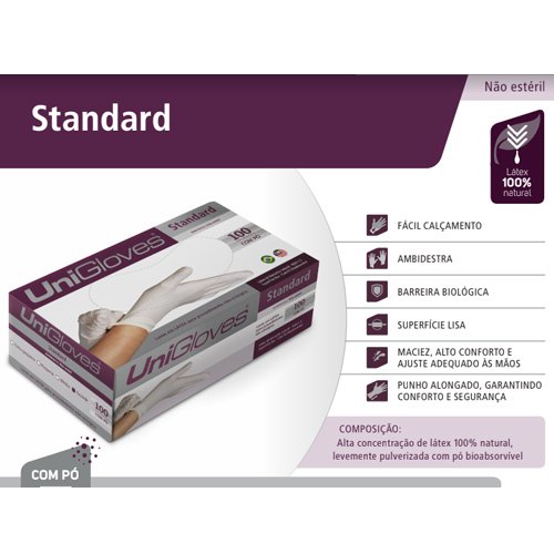 Luva Unigloves Standard Látex com Pó P