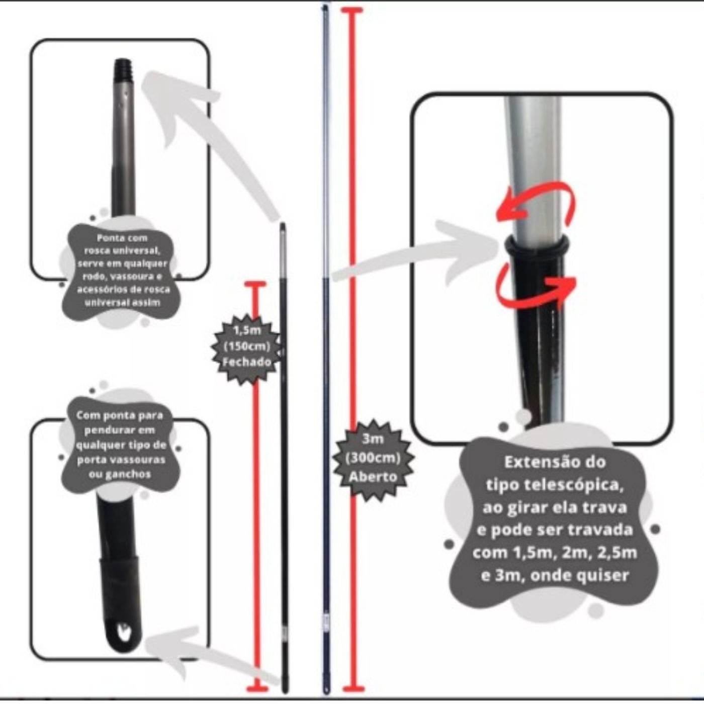 Cabo Extensor Regulável 3 Metros SuperPro Bettanin