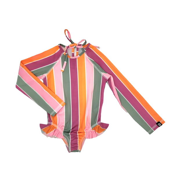 Maiô Infantil Manga Longa Babado - Mah Sun Kids