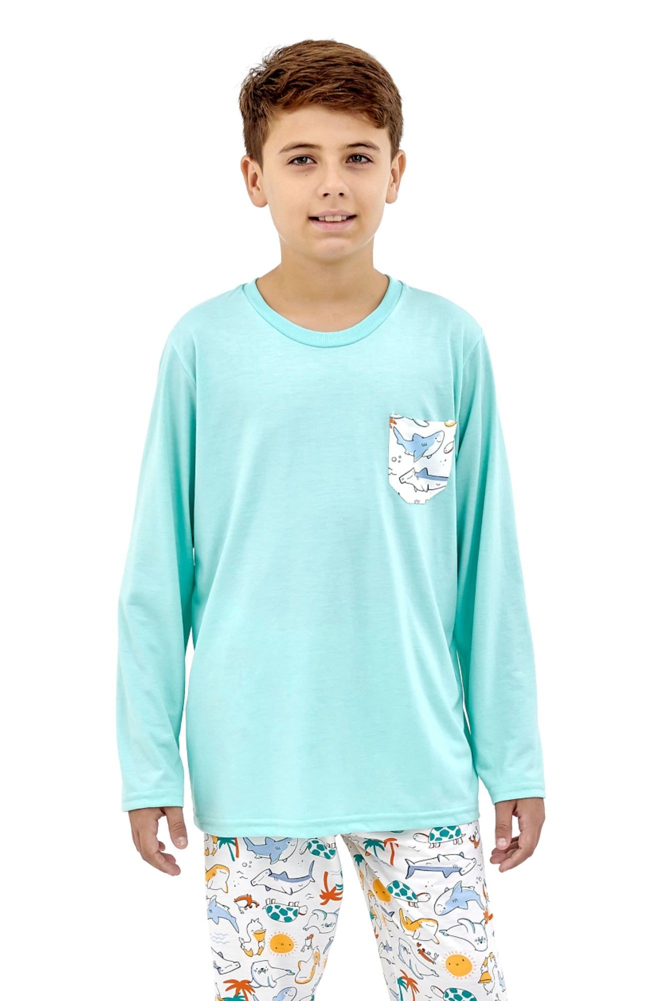 Pijama Juvenil Masculino Menino Longo - Fundo do Mar