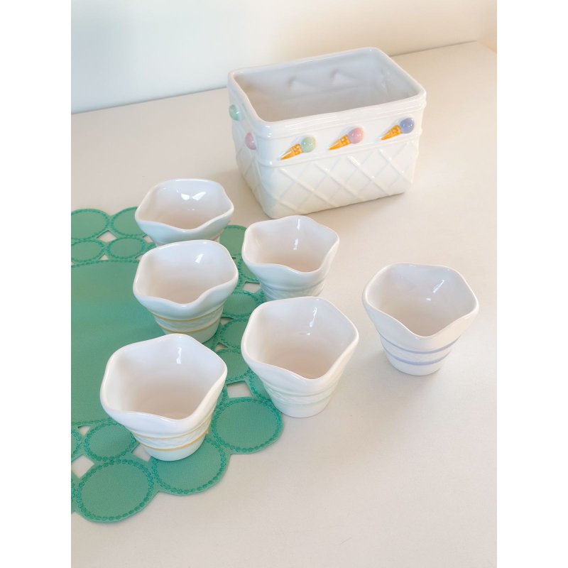 Jogo para Sorvete Cerâmica Funny Color Branco
