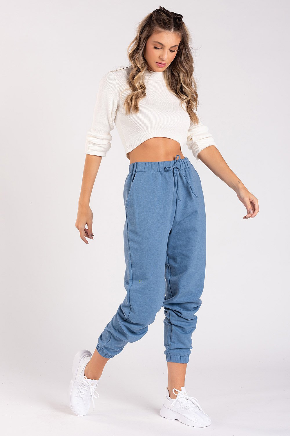 Calça Moletom Jogger Emy Azul