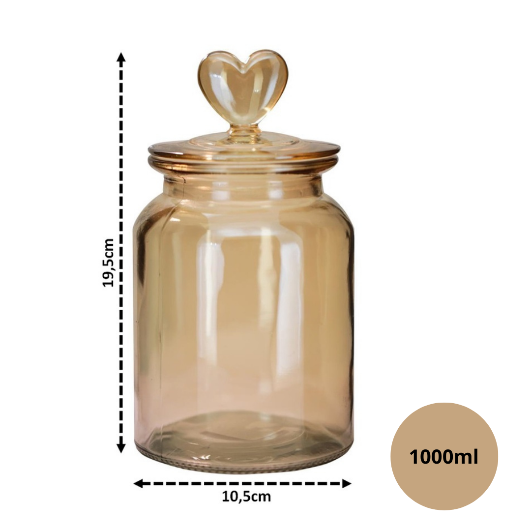 Pote de Vidro Hermético Âmbar Décor Afeto 1000ml