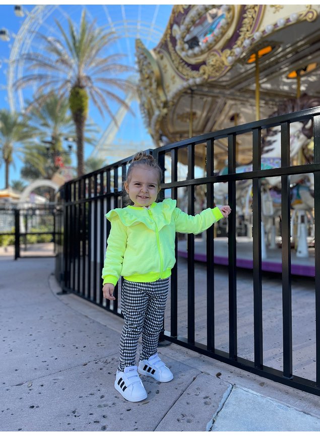 Jaqueta Manga Longa Kids Verde NEON com Babado