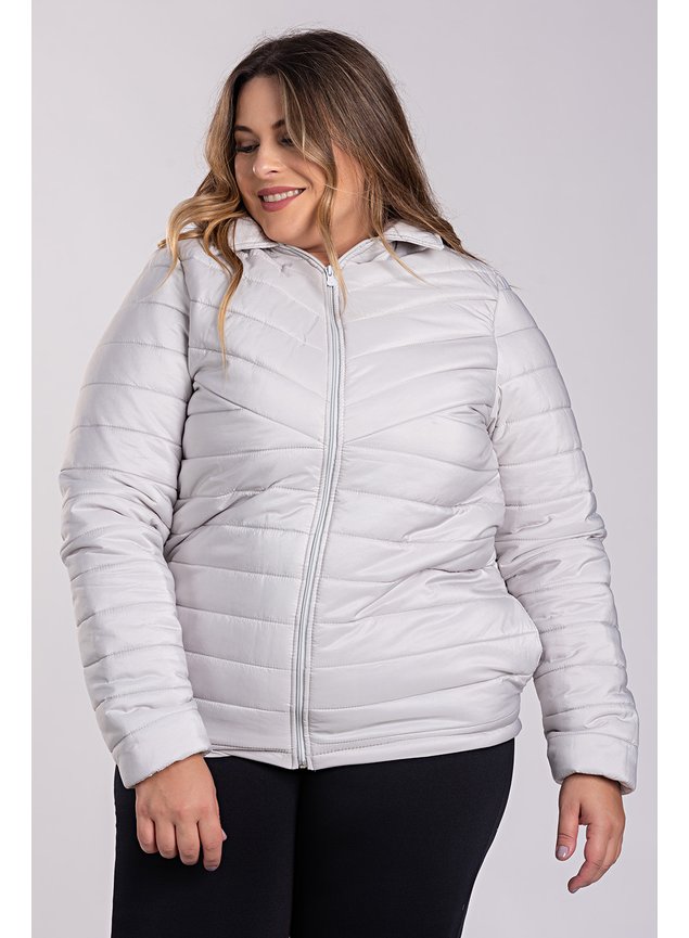 Jaqueta Feminina Plus Size Forrada Fechamento Zíper - Serena