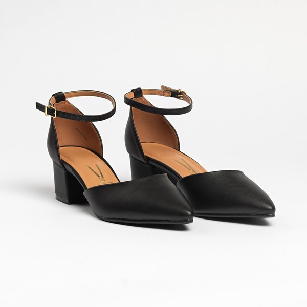 Scarpin Vizzano 1220317 Salto Bloco Pulseira Preto
