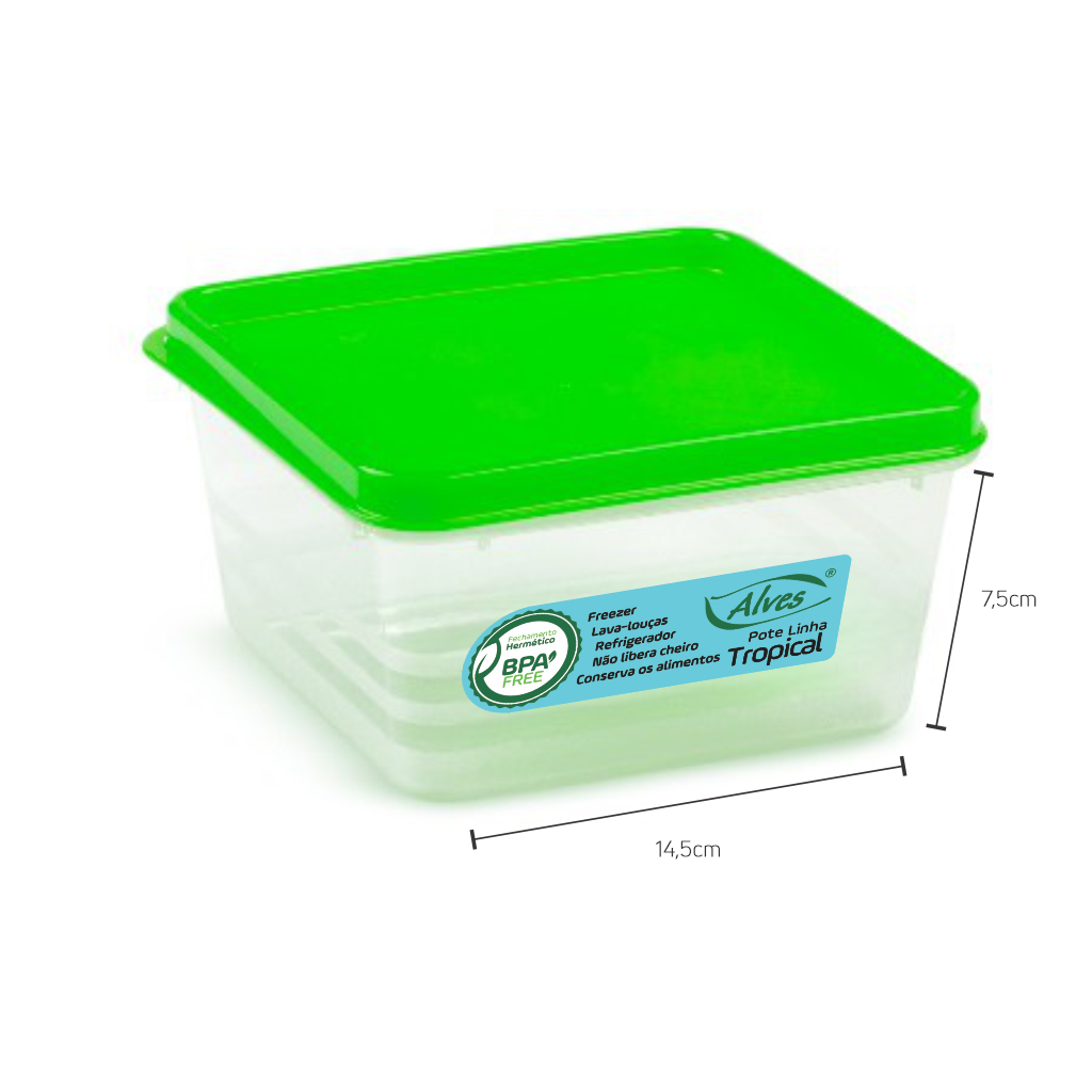 Pote Quadrado Hermético 1 litro Tropical - Alves Plastic l ModoMix