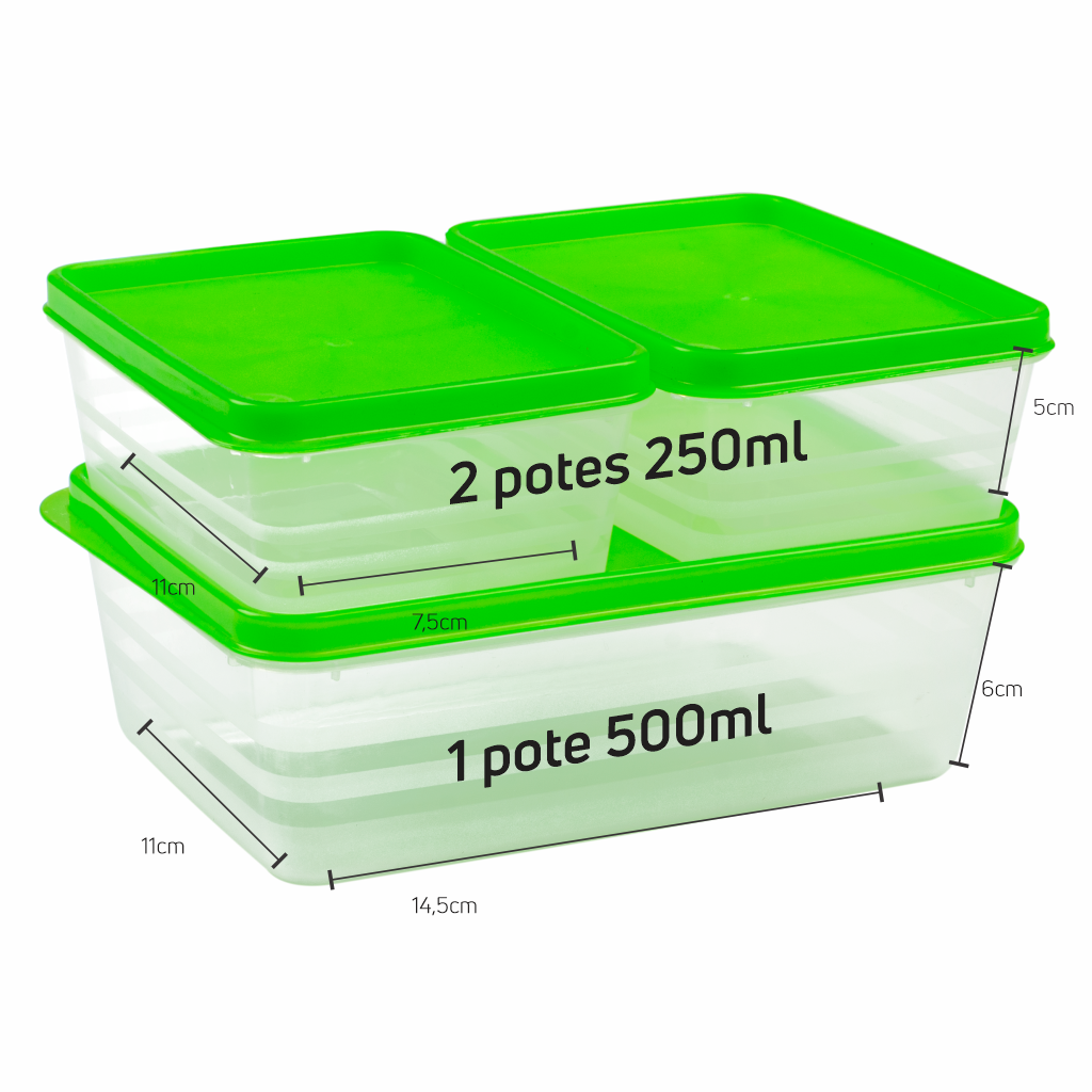 Kit com 3 Potes Herméticos Tropical - Alves Plastic l ModoMix