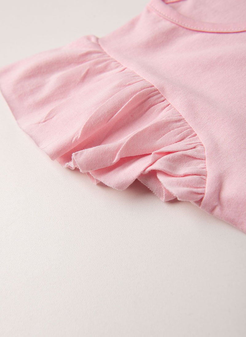 Conjunto Curto Blusa Franzida com Manga e Saia