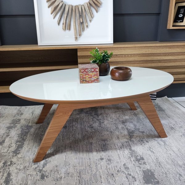 Mesa De Centro Oval Branca