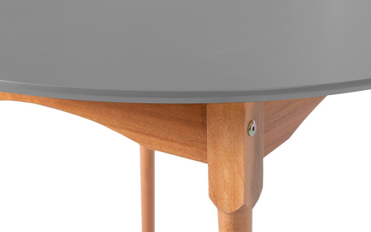 Mesa de Jantar Redonda de Madeira Mimo Verniz Jatobá e Laqueado Cinza ...