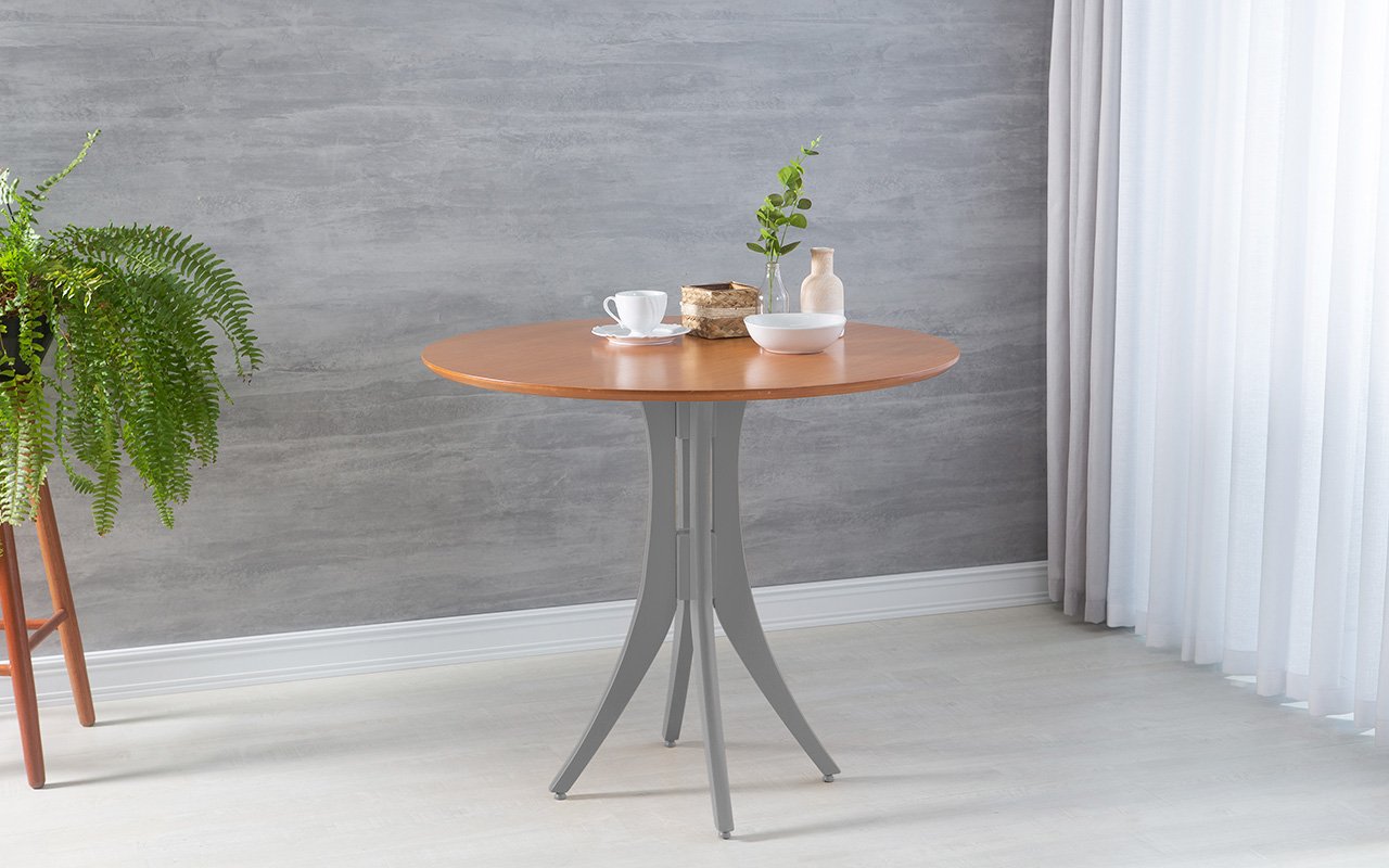 Mesa para 4 cadeiras Redonda Juliette 90cm Jatobá e Laca Cinza Concreto