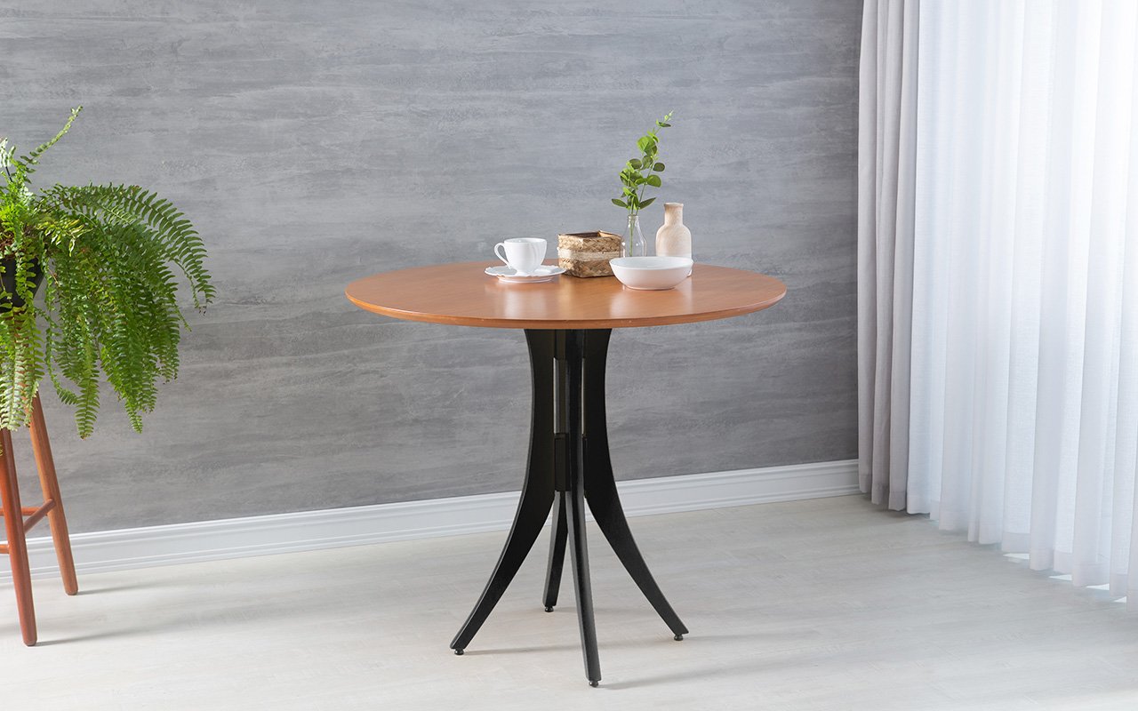 Mesa Redonda Pequena 4 lugares Juliette 90cm Jatobá e Laca Preto