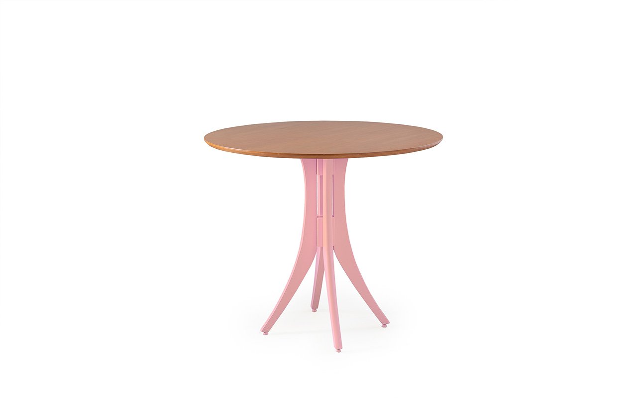 Mesa de 4 cadeiras Redonda Juliette 90cm Jatobá e Laca Branco