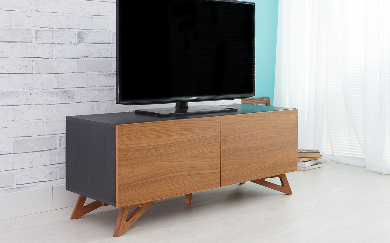 Rack Moderno para TV Freddie 180 cm MDF Preto e Cinza