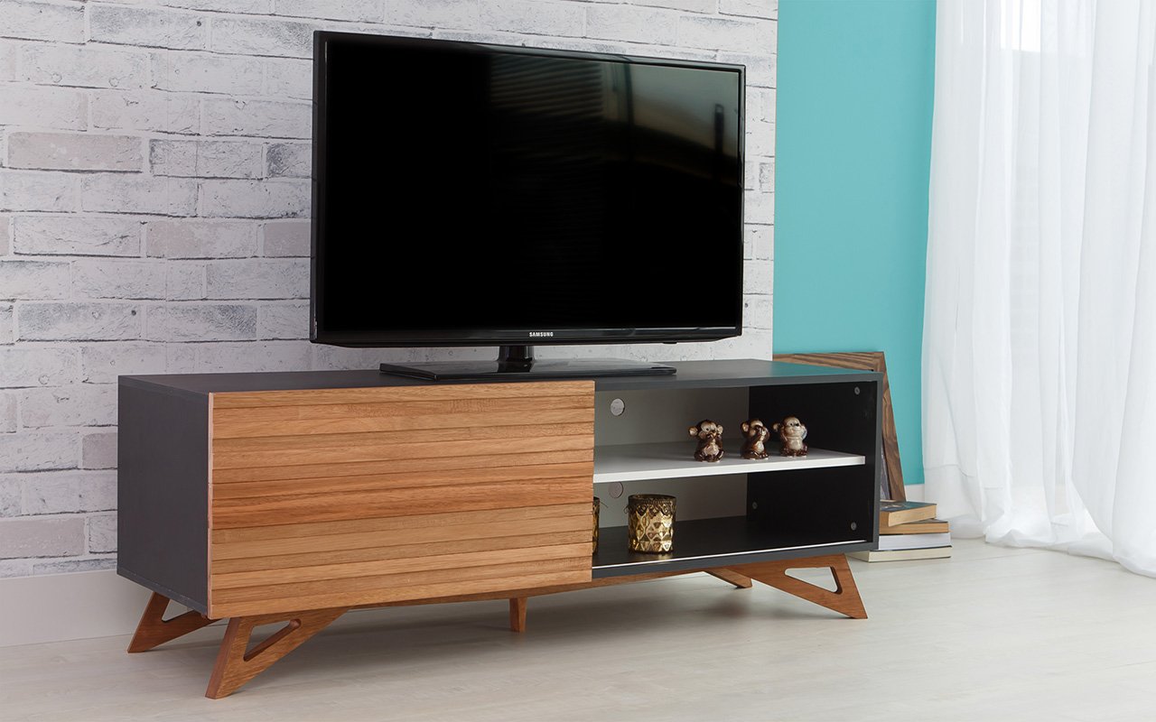 Rack Moderno para TV Freddie 180 cm MDF Preto
