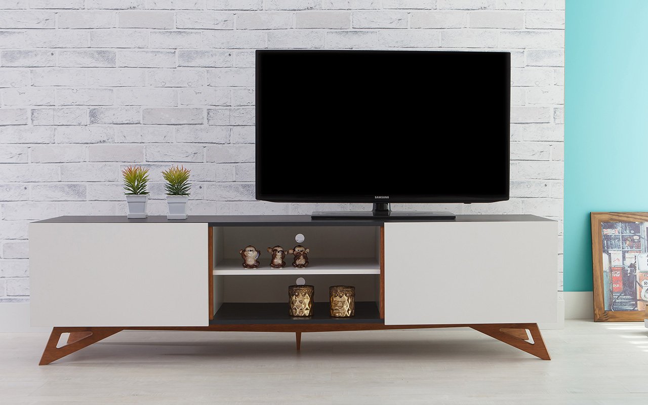 Rack Moderno para TV Freddie 180 cm MDF Preto e Branco