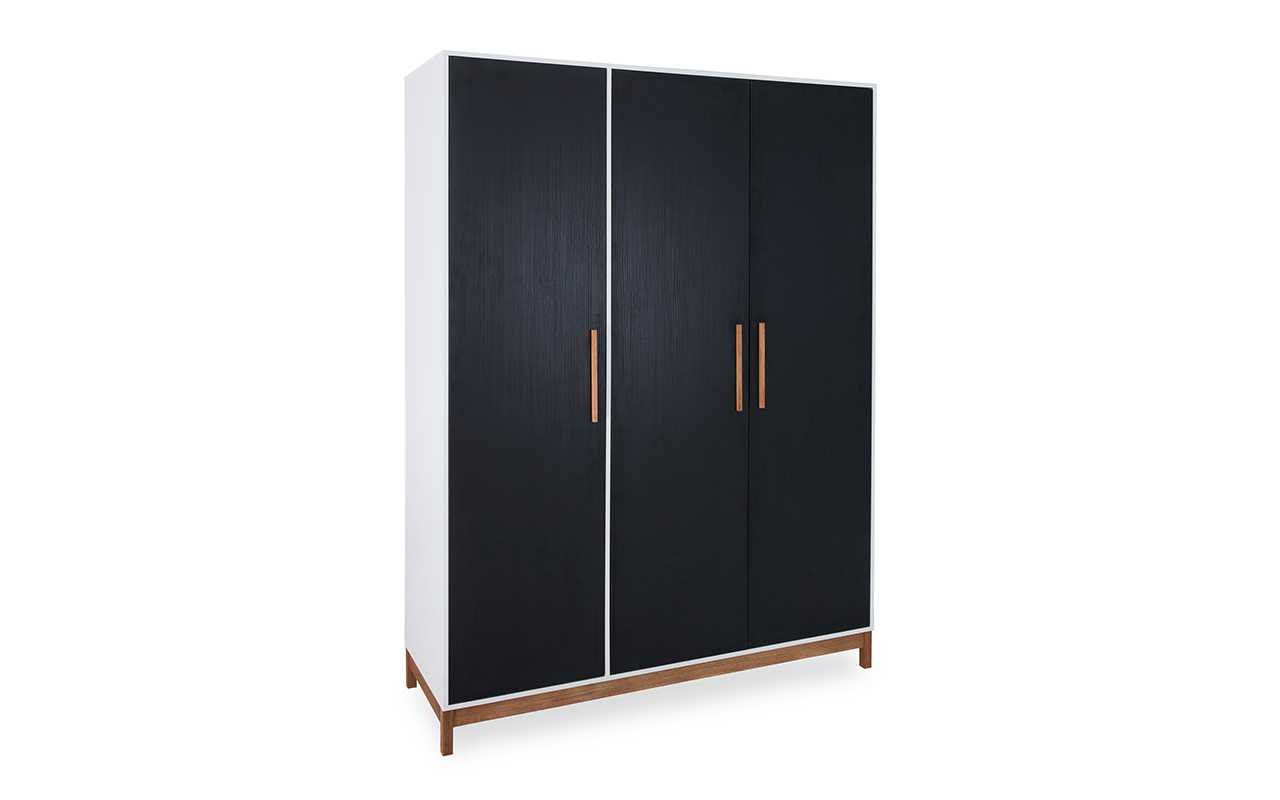 Guarda Roupas 3 Portas Moore MDF Branco e Preto