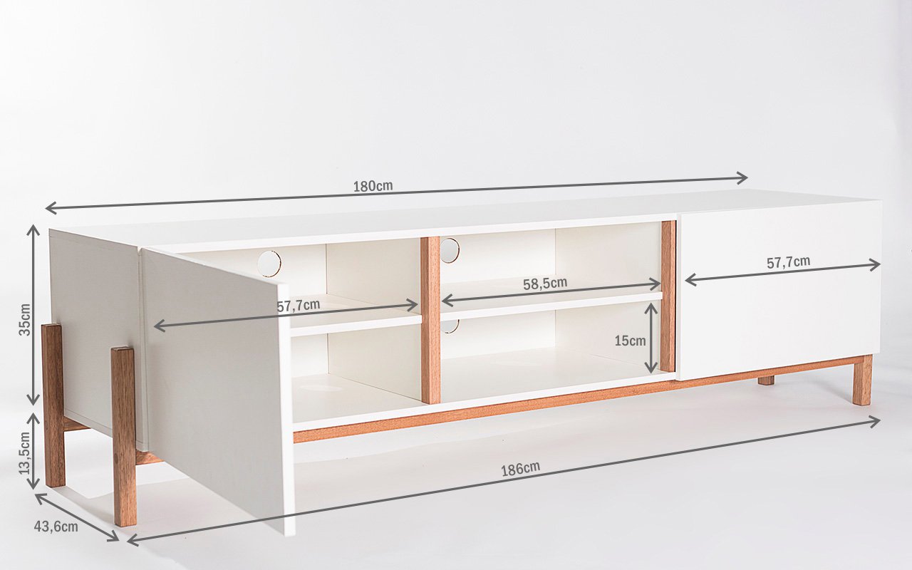 Rack TV Branco para Sala Eric 180 cm MDF Branco