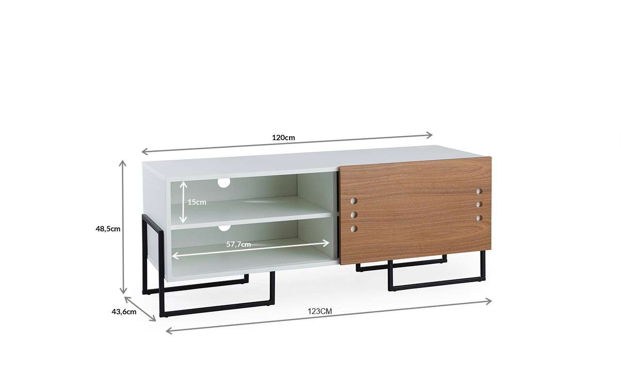 Rack Pequeno Estilo Industrial com Porta de Correr Crosby 120 cm MDF ...