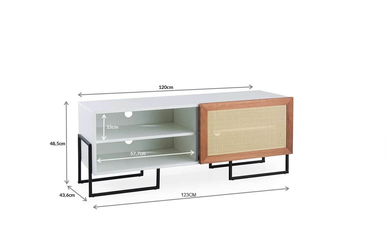 Rack Pequeno Estilo Industrial com Porta de Correr Crosby 120 cm MDF ...