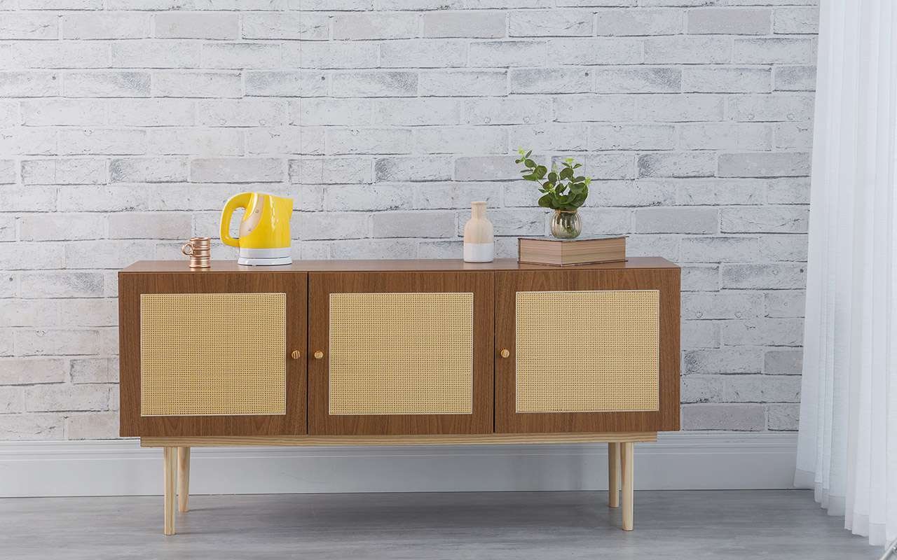 Armário Buffet para Sala de Jantar 3 Portas Charlie MDF Freijó e ...