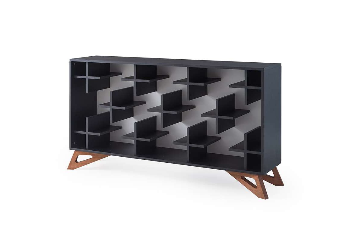 Estante Estilo Industrial para Sala Estreita Crosby 80 cm MDF Freijó e ...