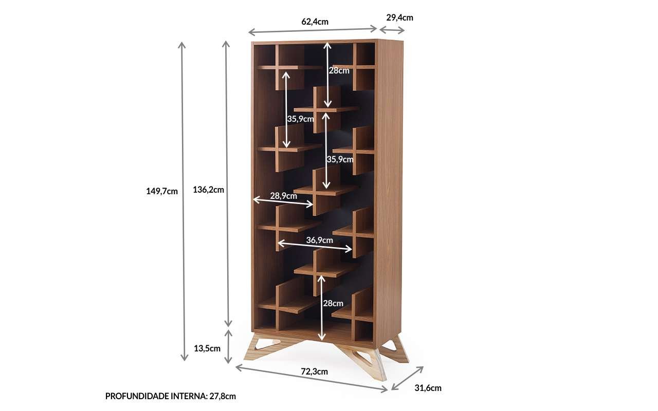 Estante para Livros Freddie MDF Freijó e Preto