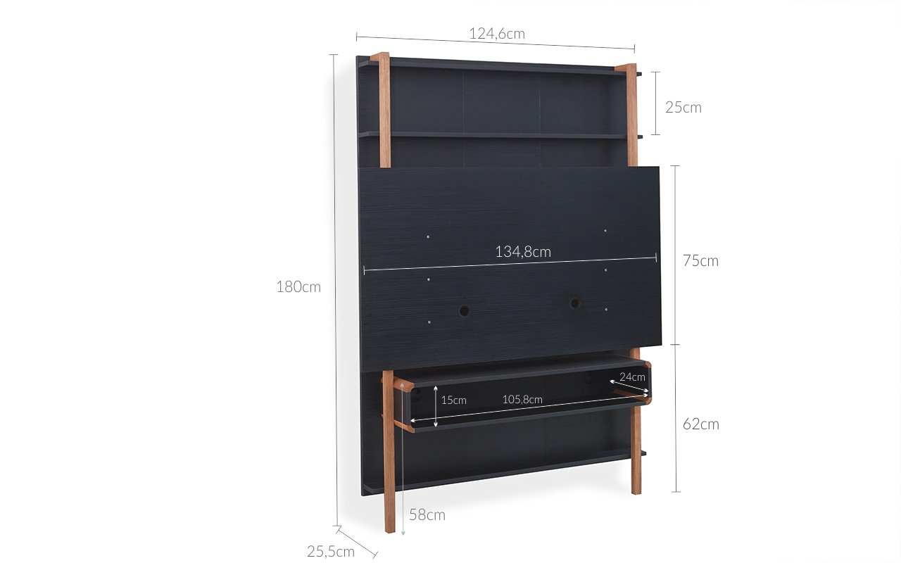 Painel para TV Karl 60 cm MDF Preto