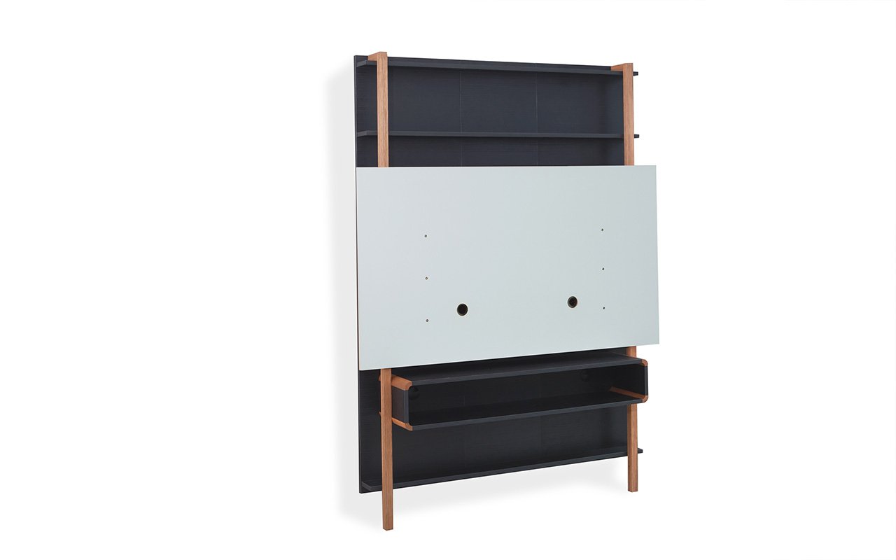 Painel para TV Karl 60 cm MDF Preto e Branco